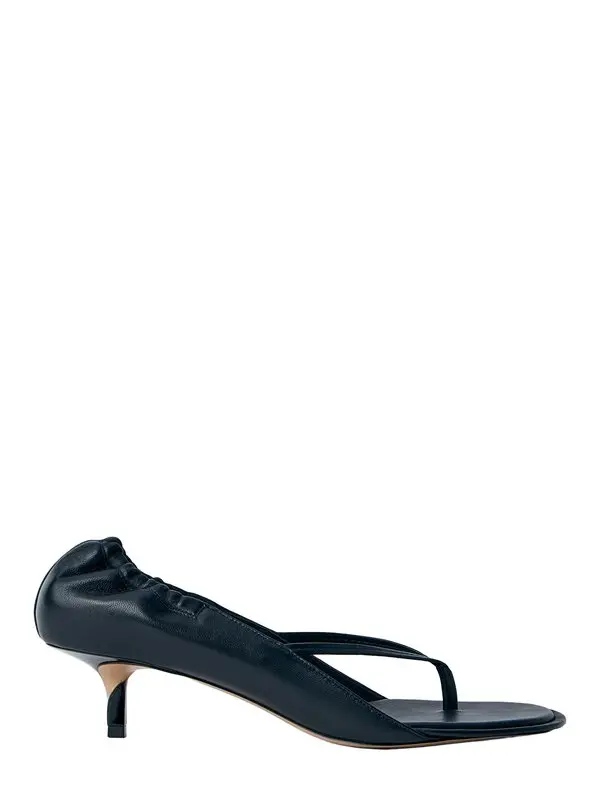 Jacquemus Leather Kitten Heel Thong Sandals - Black