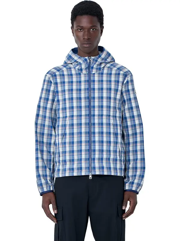 Moncler Natisone Check Hooded Jacket - Blue