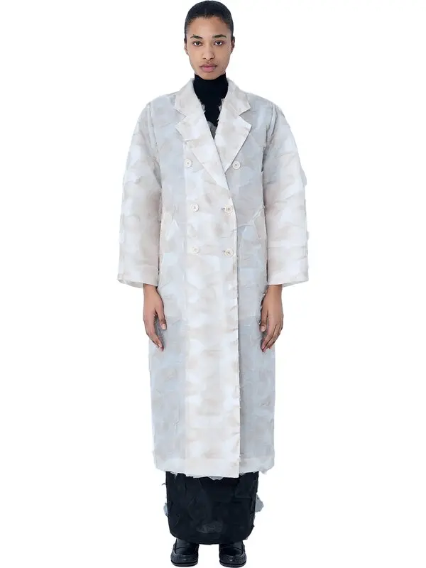 Max Mara Double-breasted Long Silk Coat - Cream