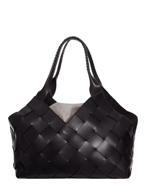 Dragon Diffusion Woven Leather Handbag - Black