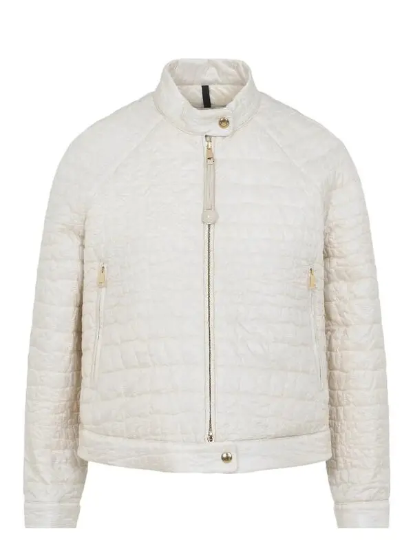 Moncler Quilted Leather Zip Jacket - Cream