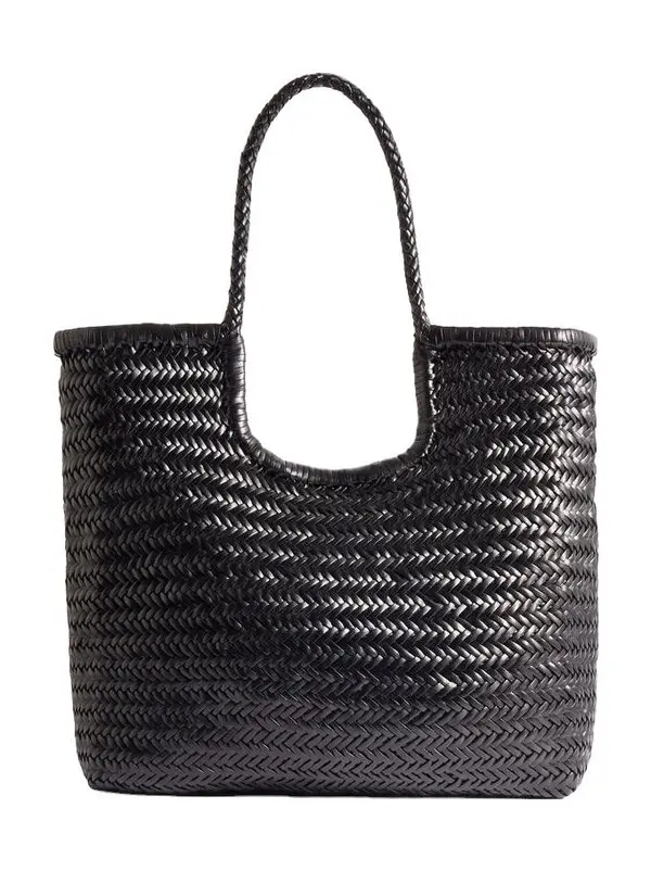Dragon Diffusion Diagonal Leather Tote Bag - Black