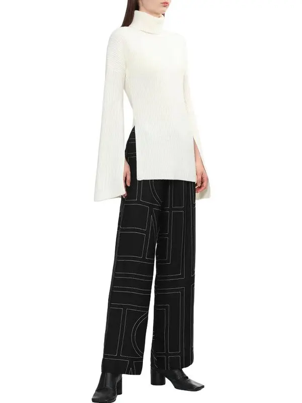 TOTEME High-waisted Trousers With Geometric Pattern - Black