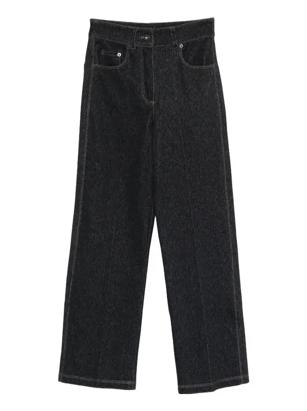 Max Mara High-waisted Wide-leg Trousers With Contrast Stitching - Blue