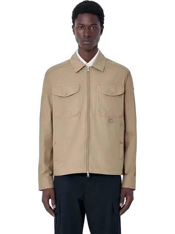 Moncler Cotton Zip Jacket With Pointed Collar - Cream