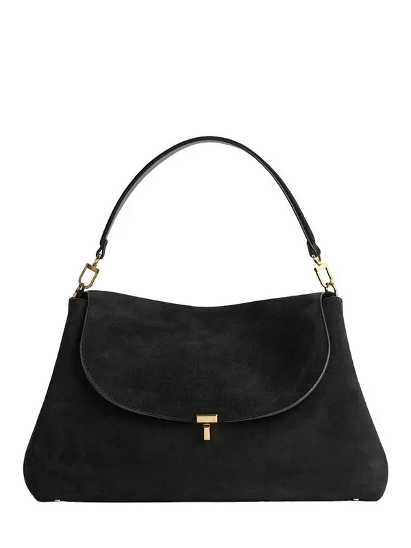 TOTEME T-lock Suede Bag - Black
