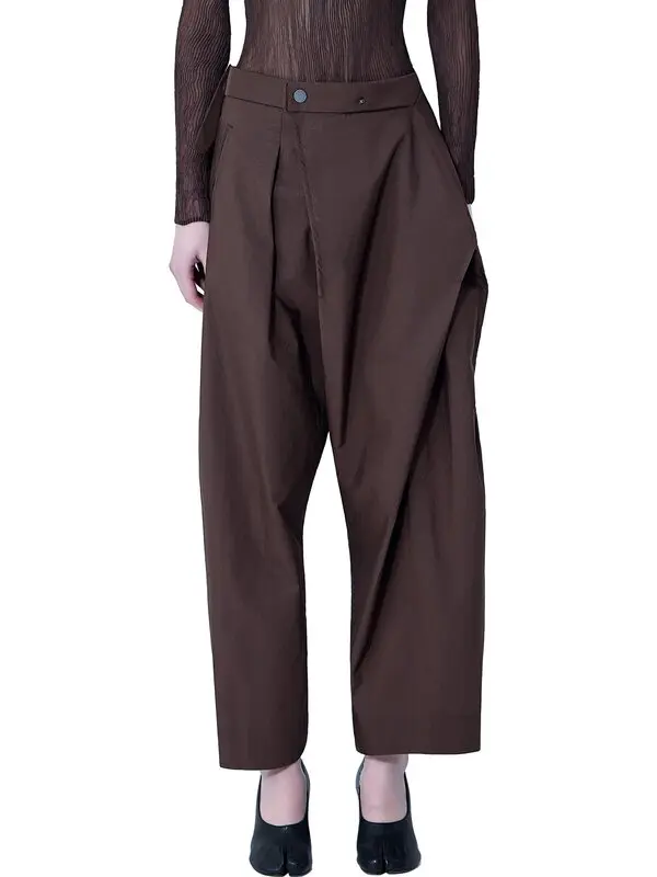 Issey Miyake High-waisted Wide-leg Pleated Trousers - Brown