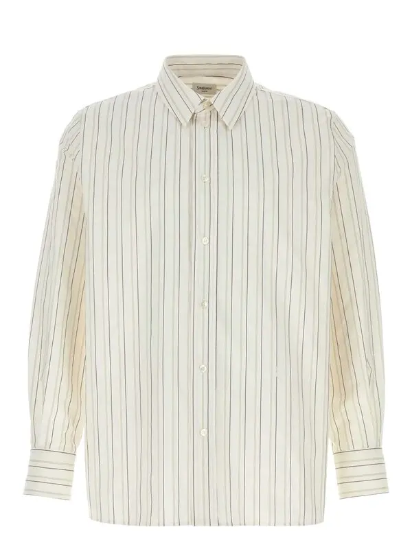 Saint Laurent Embroidered Cotton Shirt - Gray