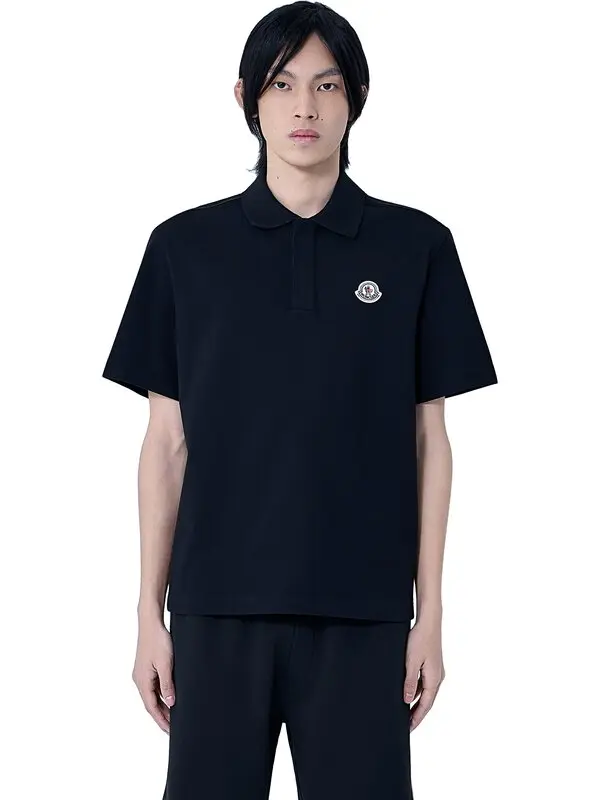 Moncler Embroidered Logo Polo Shirt - Black