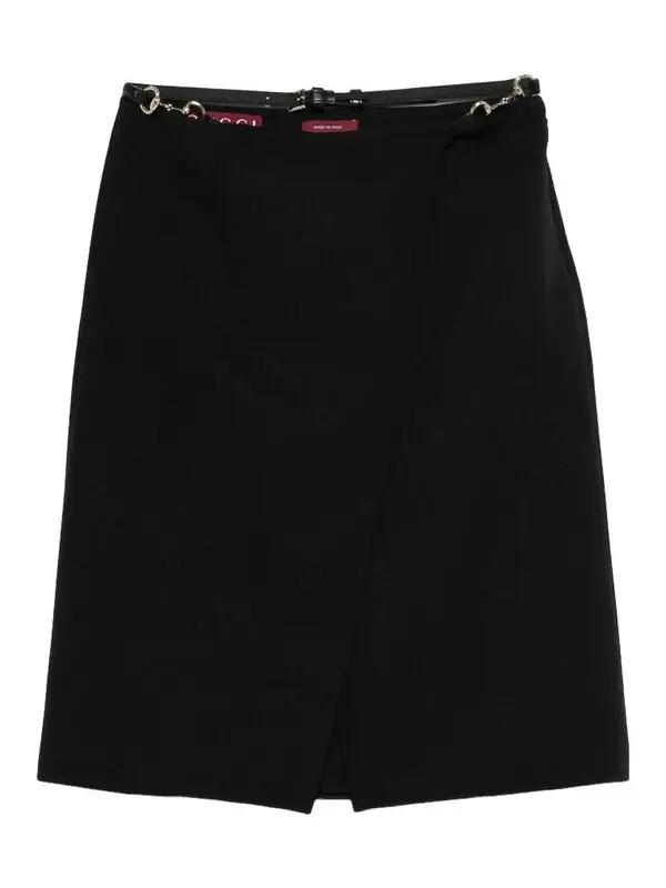 Gucci Pencil Skirt With Horsebit Detail - Black