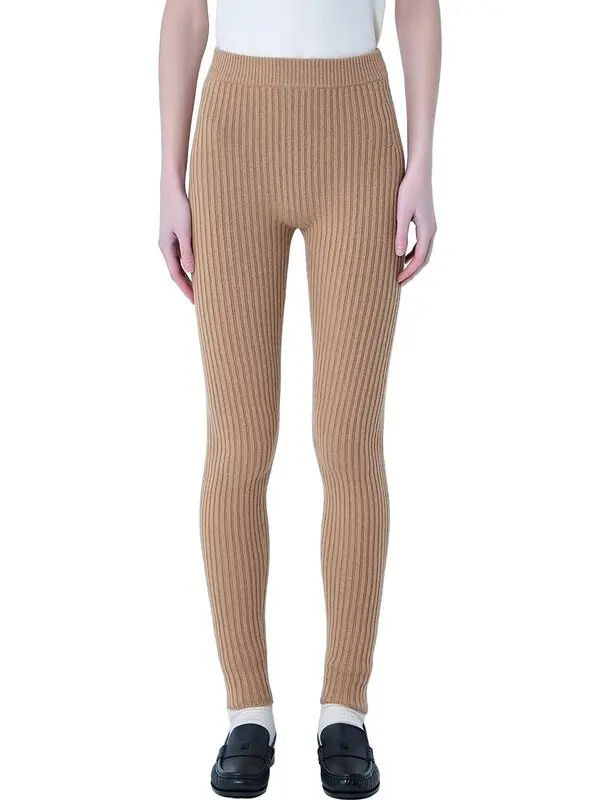 Max Mara Apogeo Ribbed Wool Knit Pants - Multicolor