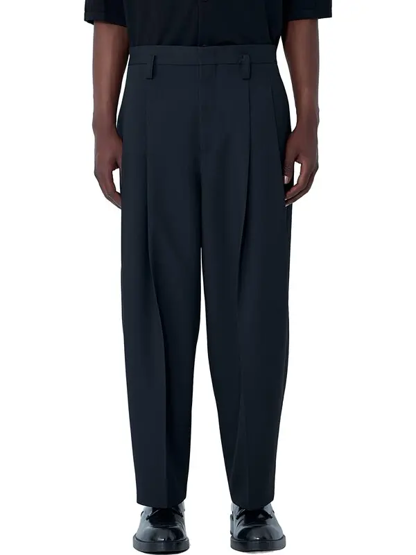 JIL SANDER High-rise Wide-leg Pleated Trousers - Black