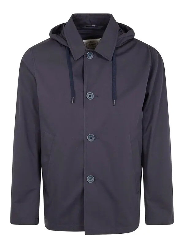 Herno Cropped Hooded Jacket - Blue