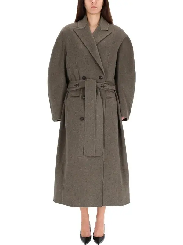 Jacquemus Curvios Trench Coat In Virgin Wool - Gray