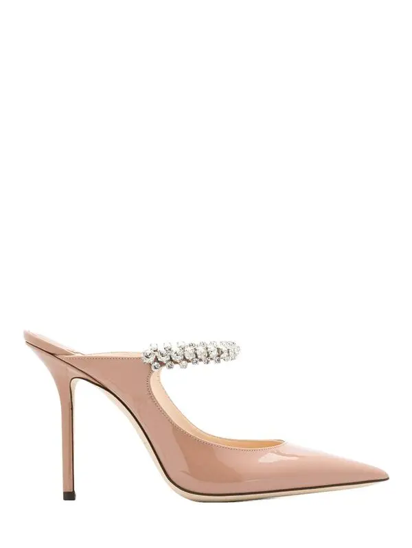 JIMMY CHOO Patent Leather Clog With Crystal Strap - Pink