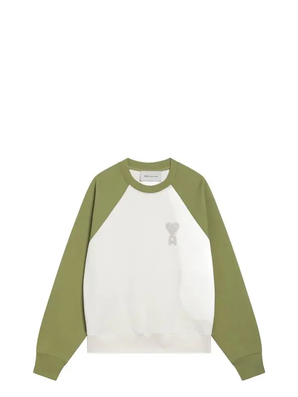 Ami Color Block Crewneck Sweatshirt - White