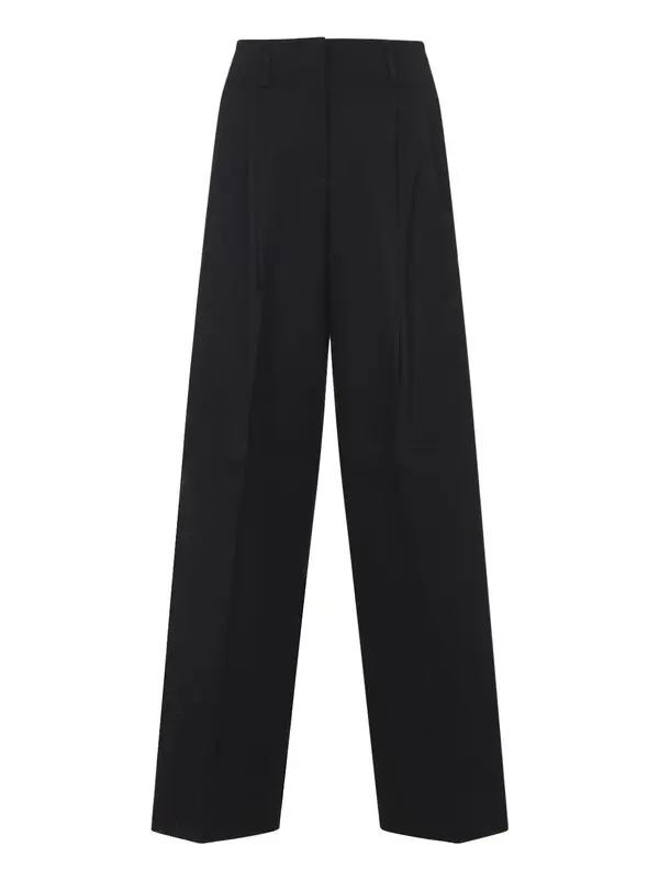 GOLDEN GOOSE Virgin Wool Wide Leg Pant - Black