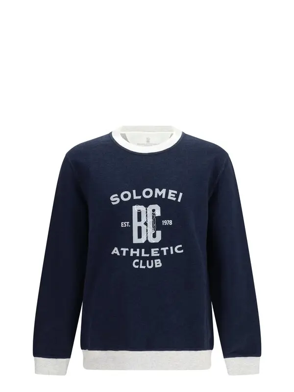 Brunello Cucinelli Long Sleeve Sweatshirt With Graphic Print - Blue