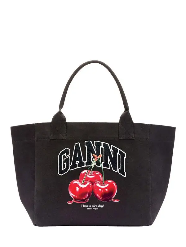 GANNI Medium Cherry Cotton Tote Bag - Multicolor