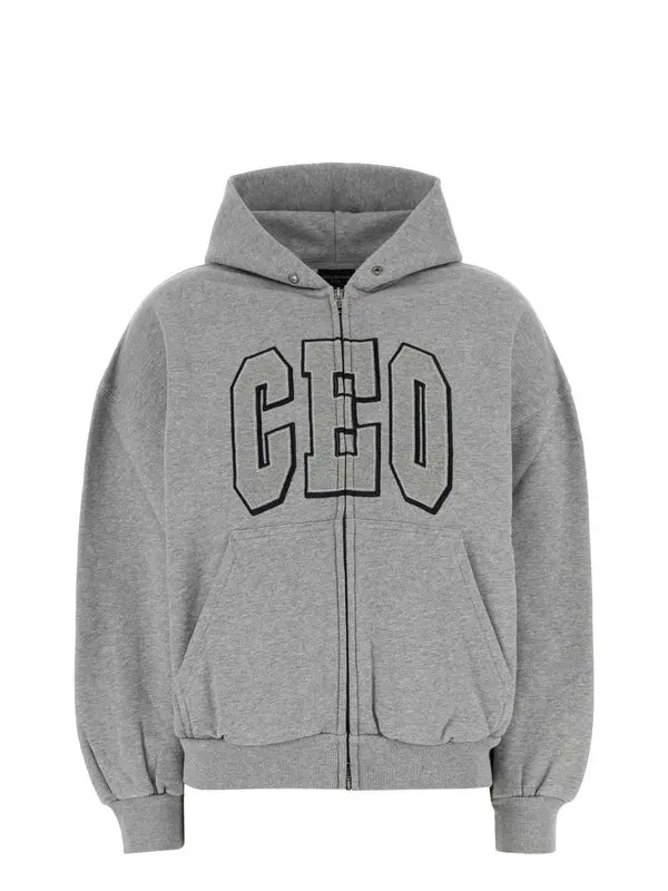 Balenciaga Grey Ceo Logo Hoodie - Gray