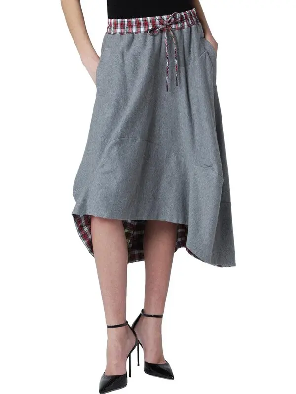 VIVIENNE WESTWOOD Grey Cotton Skirt With Asymmetrical Hem - Gray