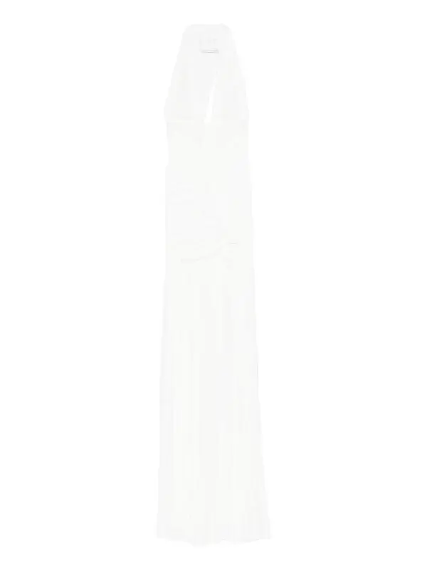Christopher Esber Pleated Halterneck Drop-waist Gown - White