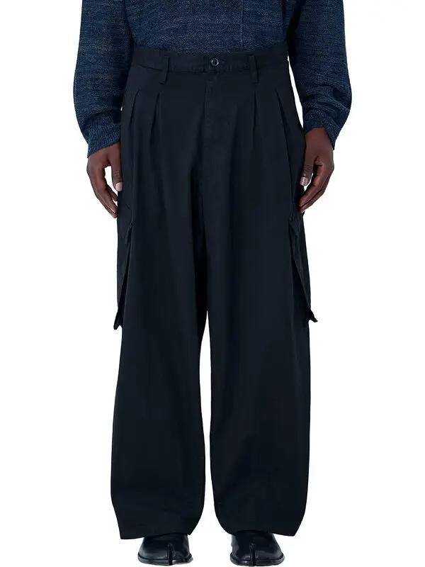 Yohji Yamamoto Wide-leg Cargo Trousers - Black