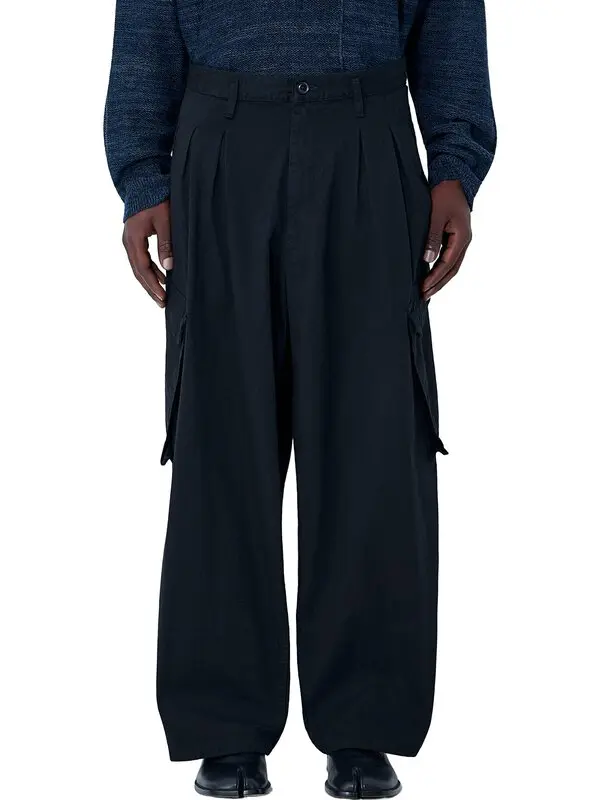 Yohji Yamamoto Wide-leg Cargo Trousers - Black