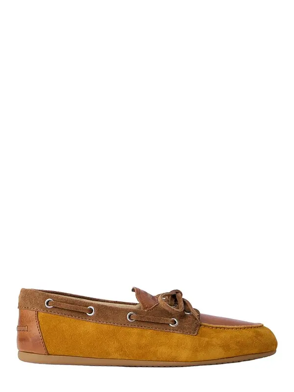 Miu Miu Suede And Leather Boat Shoes - Brown