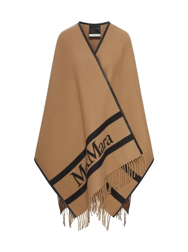 Max Mara Wool Poncho With Fringes - Brown