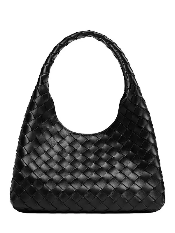 Bottega Veneta Small Leather Bell Bag With Intrecciato Detail - Black
