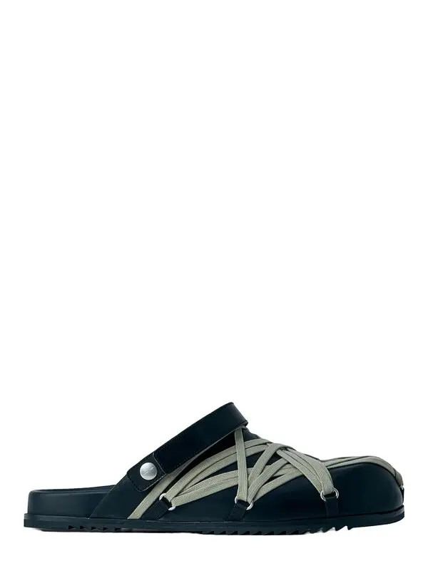 Rick Owens Megalace Mule Granola Flats - Black
