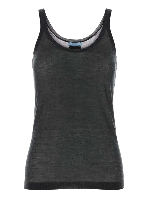 Prada Graphite Cashmere Blend Tank Top - Gray