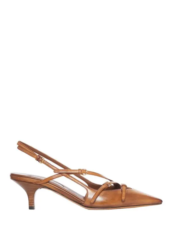 Miu Miu Leather Slingback Pumps With Buckles - Multicolor