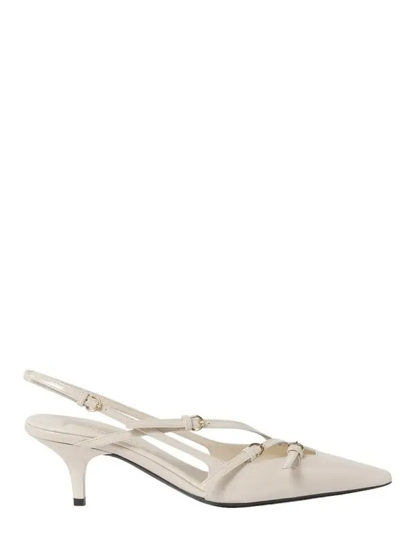 Miu Miu Patent Leather Slingback With Buckles - Cream