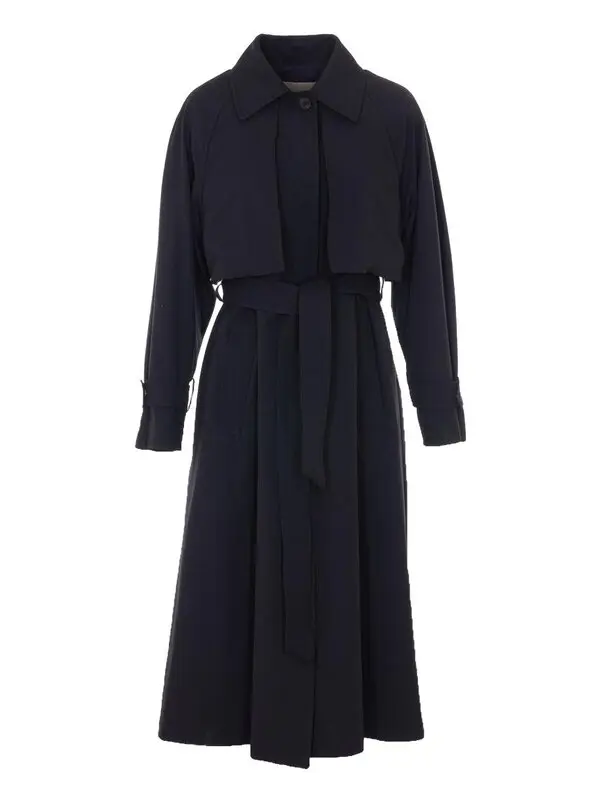 Herno Belted Crinkle Woven Trench Coat - Black