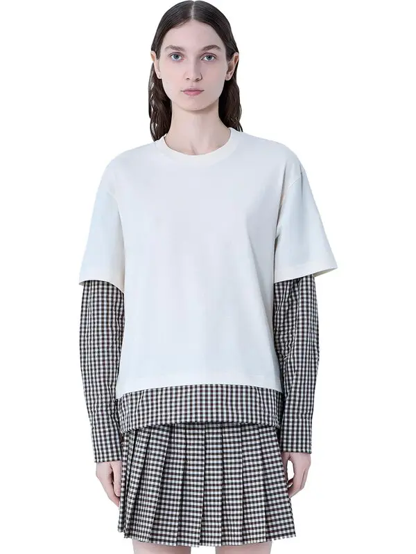 Moncler Layered Check T-shirt - White