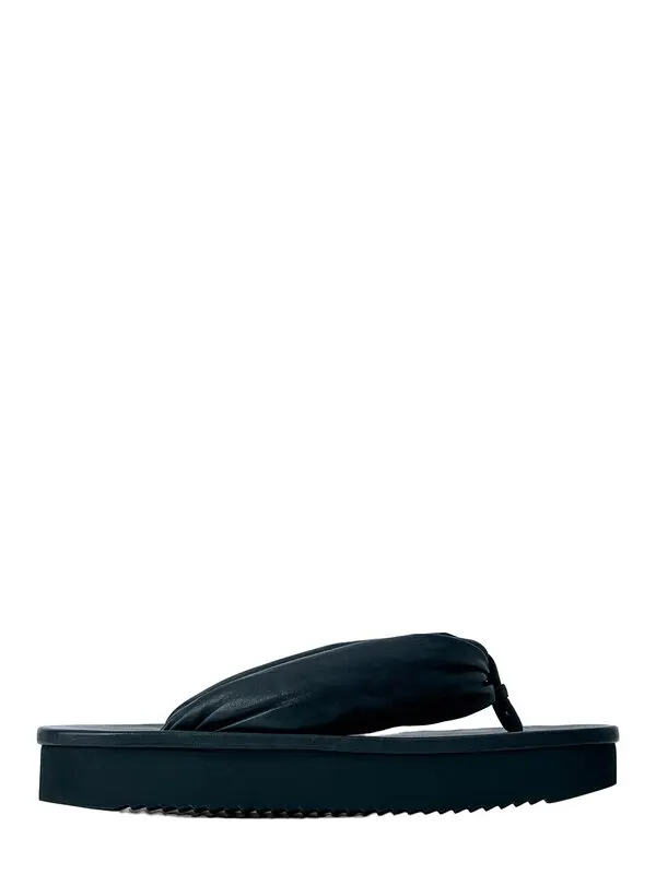 Rick Owens Padded Leather Flip Flop Platform Sandals - Black