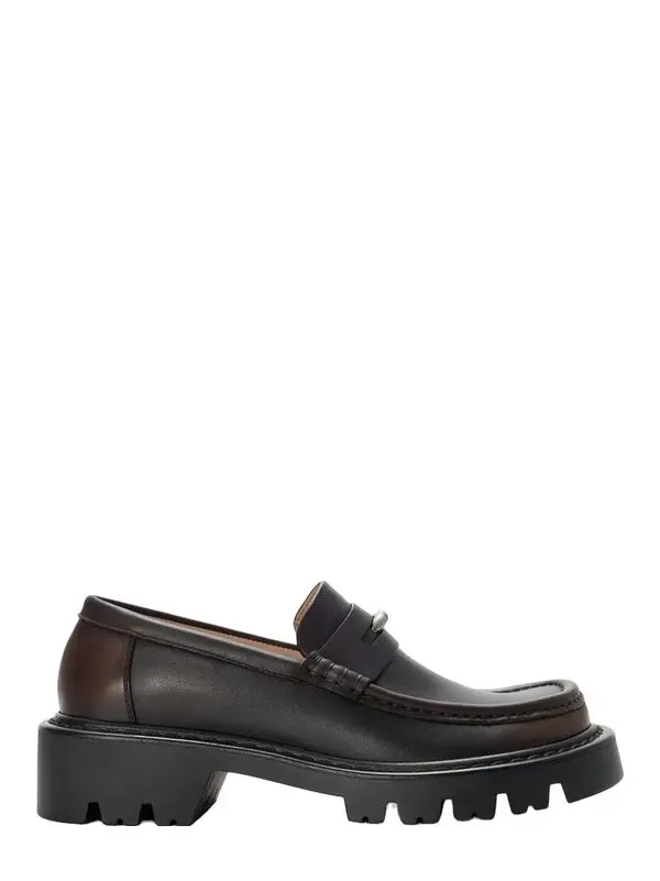 Loewe Sierra Brushed Calfskin Loafers With Lug Sole - Brown