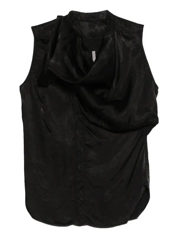 Rick Owens Sleeveless Crewneck Top With Draped Detailing - Black