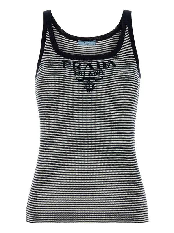 Prada Embroidered Silk Tank Top - Multicolor