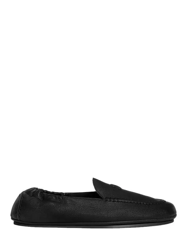 Celine Adam Slip-on Moccasins In Goat Leather - Black