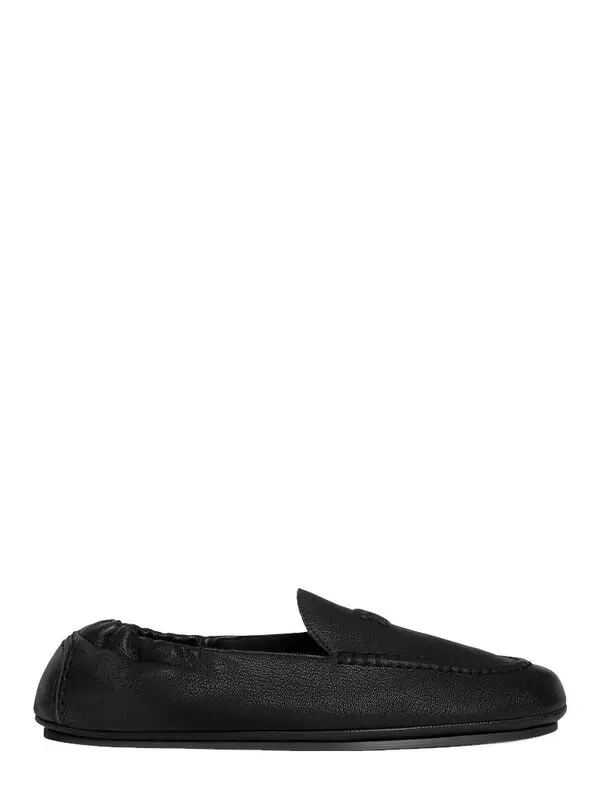 Celine Adam Slip-on Moccasins In Goat Leather - Black