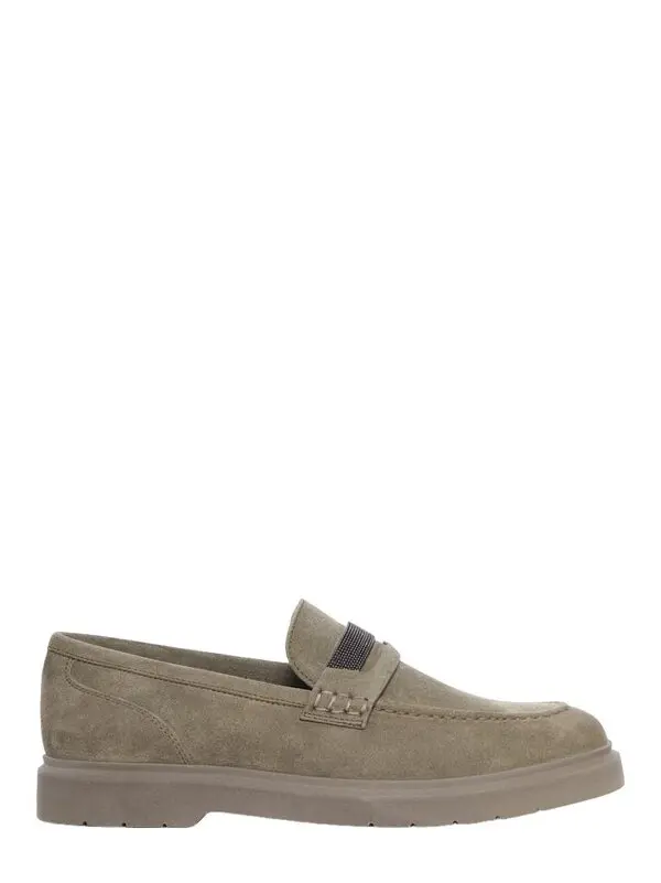 Brunello Cucinelli Suede Loafers With Jewel Embellishment - Multicolor