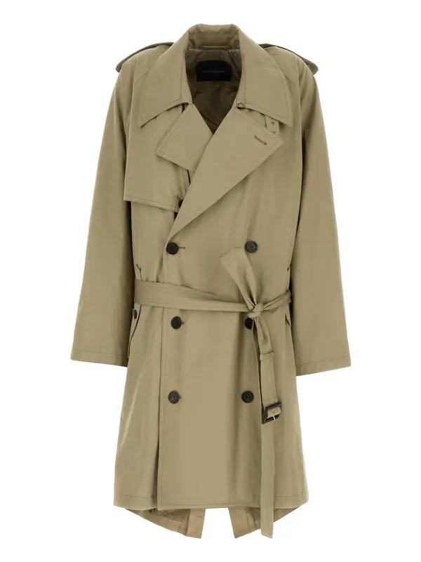 Balenciaga Sage Gabardine Trench Coat - Green
