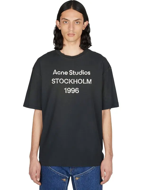 Acne Studios Cotton-hemp Blend Logo Print T-shirt - Black