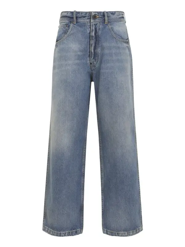 MAISON MARGIELA Washed Cotton Five-pocket Wide-leg Trousers - Blue