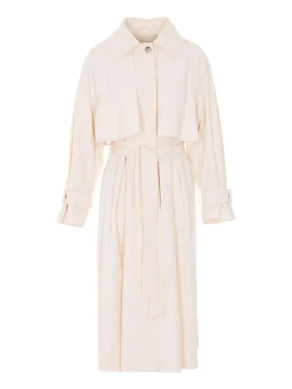 Herno Long-sleeve Crinkle Woven Trench Coat - White