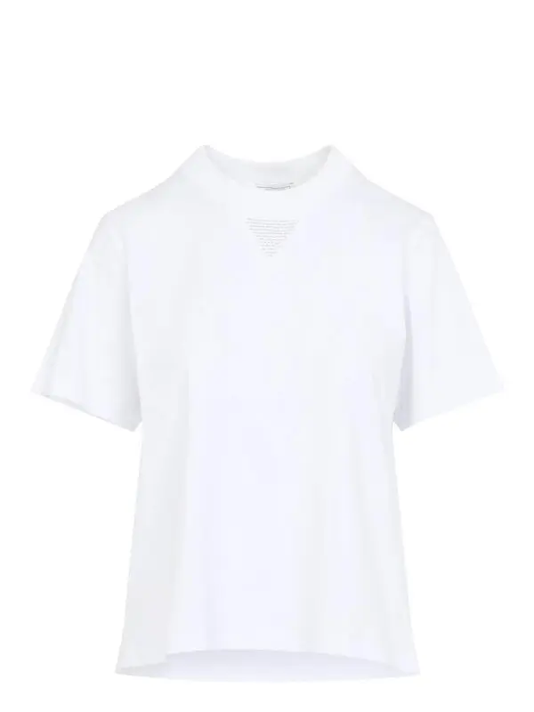 Peserico Cotton T-shirt With Silver-toned Detail - White