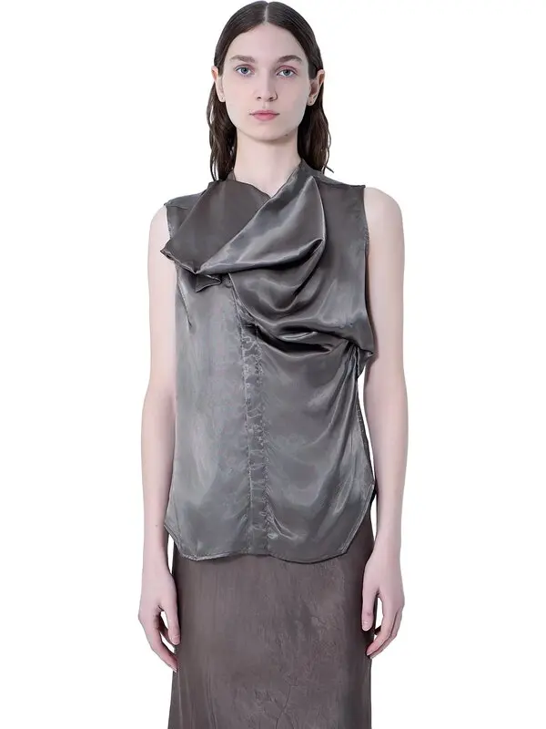 Rick Owens Sleeveless Draped Island Top - Gray